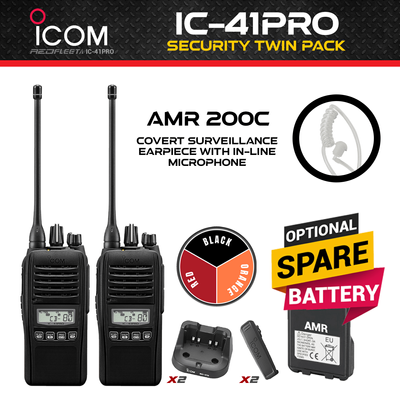 REDFLEET | SECURITY TWIN PACK - ICOM IC-41PRO UHF CB Two Way Handheld Portable Radio - 3 COLOUR ...